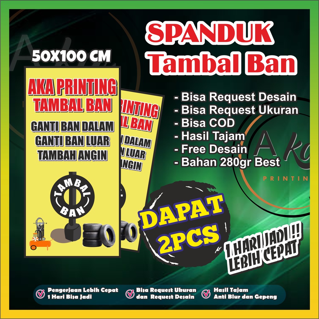 Jual AKA PRINTING-CETAK 2PCS/SPANDUK TAMBAL BAN/BANNER BISA REUEST ...