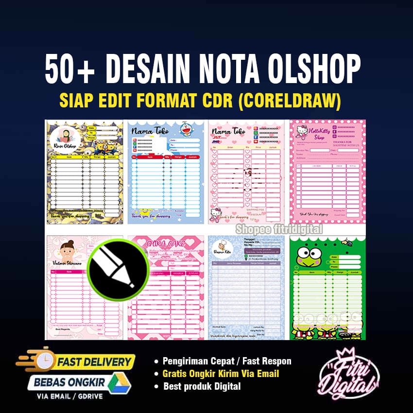 Jual 50+ Desain Template Nota / Kwitansi Olshop Kekinian Format CDR ...