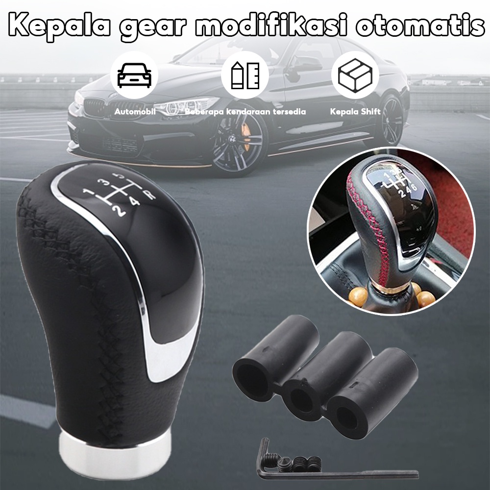Jual 5 Kecepatan Hitam Jahitan Kulit Manual Mobil Gear Shift Knob Stick ...
