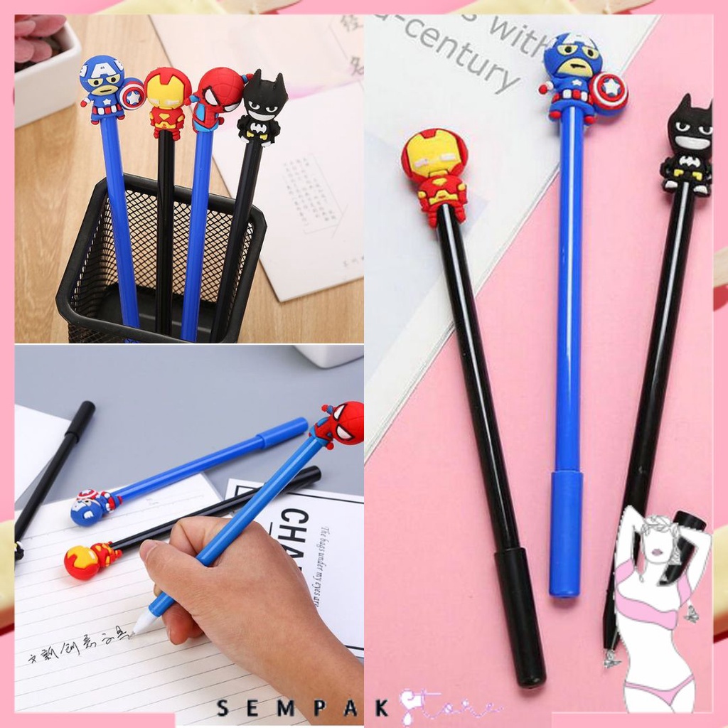 Jual SS Pena Karakter SuperHero Gel Pulpen Karakter Pen Tinta Gel Lucu Alat Tulis Karakter ...