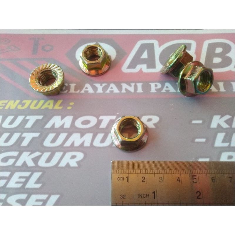 Jual Mur Flange / Flange Nut M12 Kunci 19 Kuning | Shopee Indonesia