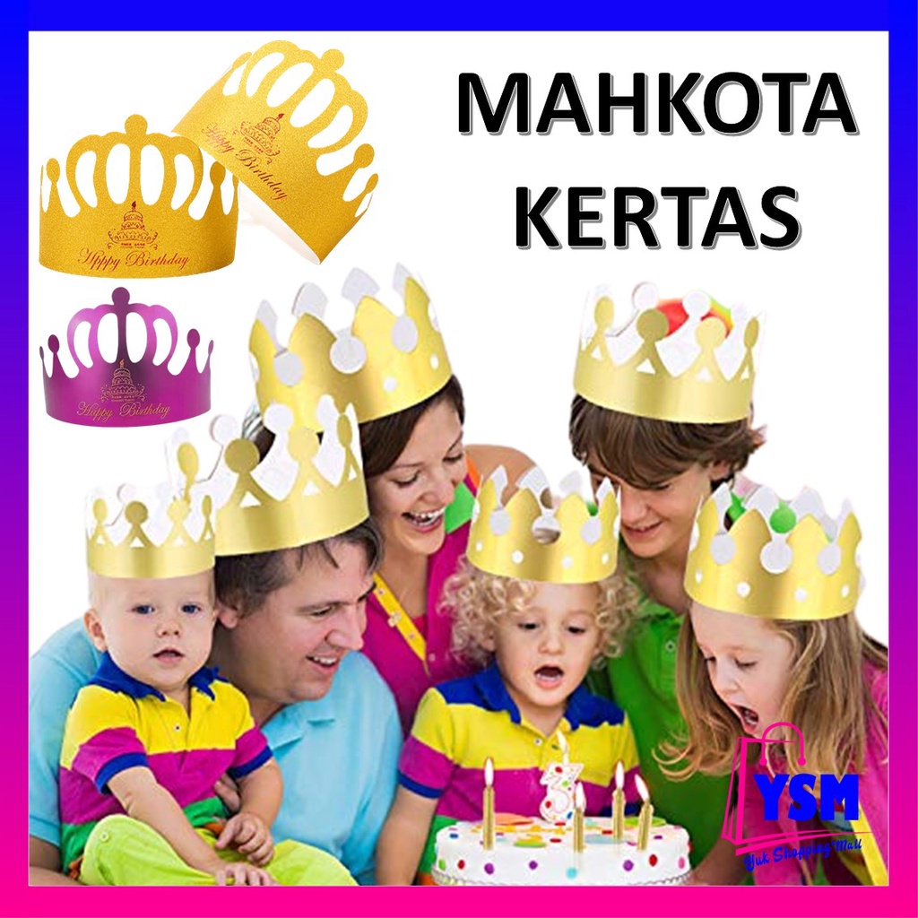 Jual YSM Topi Mahkota Ulang Tahun Anak-anak Karton Emas Dewasa Dekorasi ...