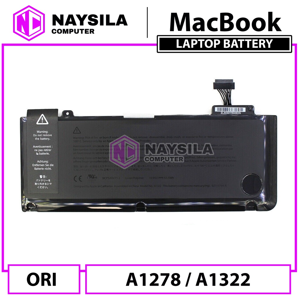 Jual Battery for Mac Pro 13" A1278 (Mid 2009 - Mid 2012) model A1322 ...