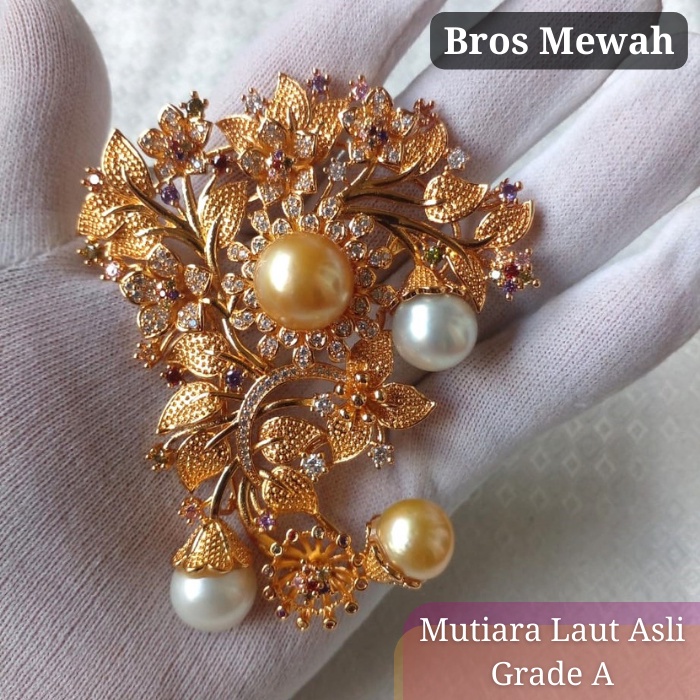 Jual Bros Besar Mutiara Lombok Asli Air Laut Gold Putih Grade A ...
