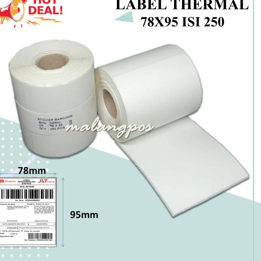 Jual STIKER LABEL BARCODE THERMAL 78x95 ISI250 STICKER LABEL RESI ...