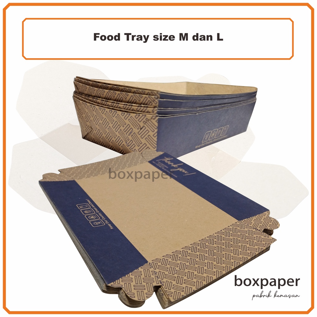 Jual Paper Food Tray size M dan L 100pcs Paper Box kraft Laminasi Ayam ...