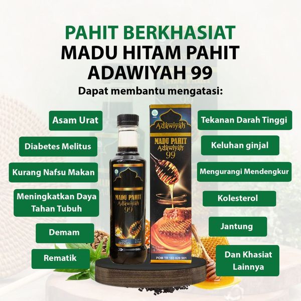 Jual Madu Pahit Adawiyah 99 Original 470gram Solusi Masalah Kesehatan ...