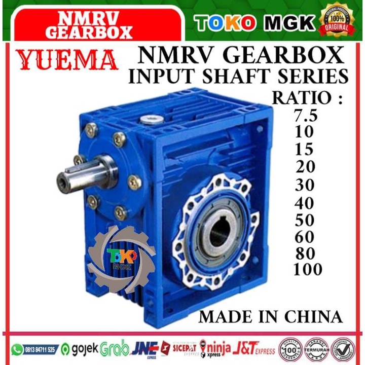 Jual YUEMA GEARBOX WORM GEAR NRV 130 RATIO 1:7.5 s/d 1:100 INPUT AS SHAFT | Shopee Indonesia
