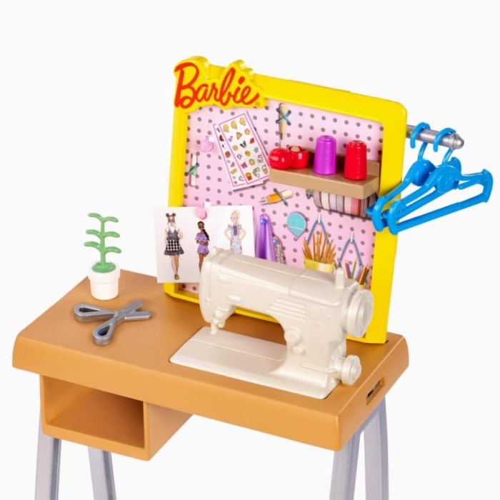Jual Barbie Fashion Design Studio Playset With Sewing Machine Station # ...