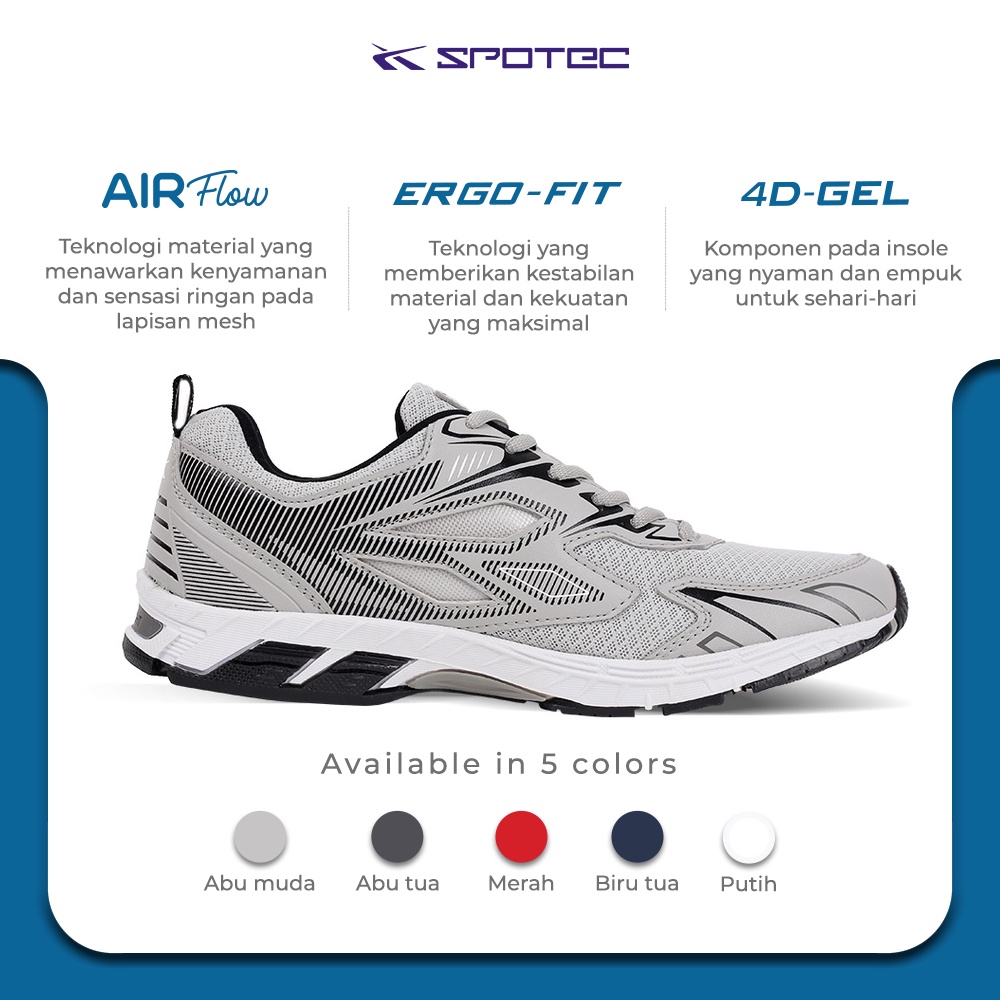 Jual Spotec Sepatu Running Venture Abu Muda - Putih | Shopee Indonesia