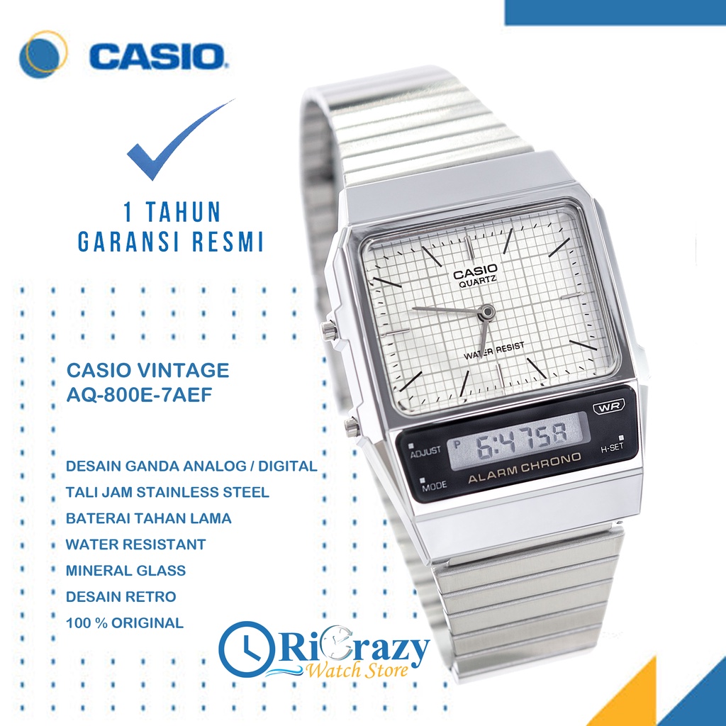 Jual [ PROMO - TERMURAH ] Jam Tangan Pria Casio Vintage AQ-800E-7A / AQ-800E-7ADF Dual Time ...