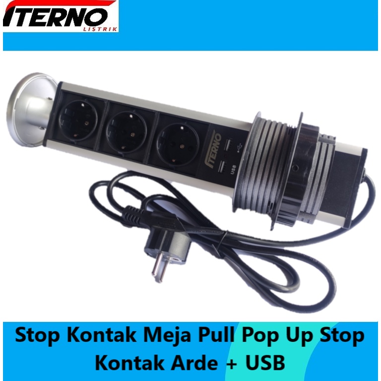 Jual Stop Kontak Meja Pull Pop Up Tarik 3 Arde 4 Arde EU 2 USB Iterno ...