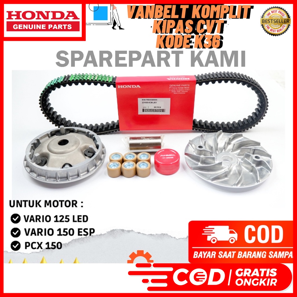 Jual PAKET CVT VANBELT + RUMAH ROLLER ASSY+KIPAS ROLLER VARIO 125 FI F1 LED VARIO 150 K35 K36 ...
