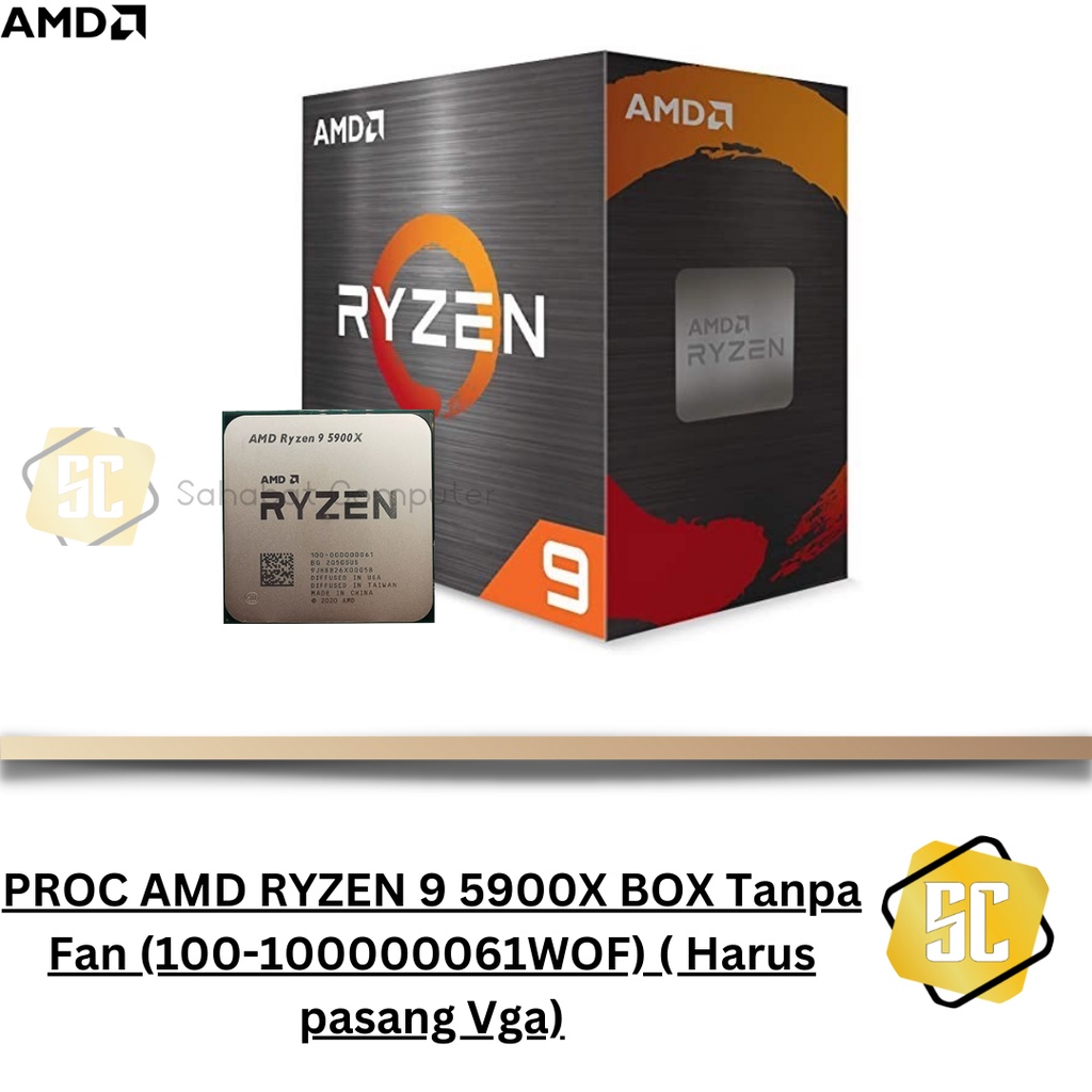Jual PROC AMD RYZEN 9 5900X BOX Tanpa Fan (100-100000061WOF) ( Harus ...
