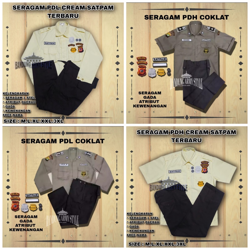 Jual SERAGAM PDH SATPAM / SERAGAM PDL / PDH CREM / PDL CREM / SERAGAM SECURITY COKLAT / PDH ...