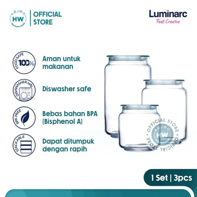 Jual Luminarc Set Toples/Jar Rondo Bening - 3pcs | Shopee Indonesia