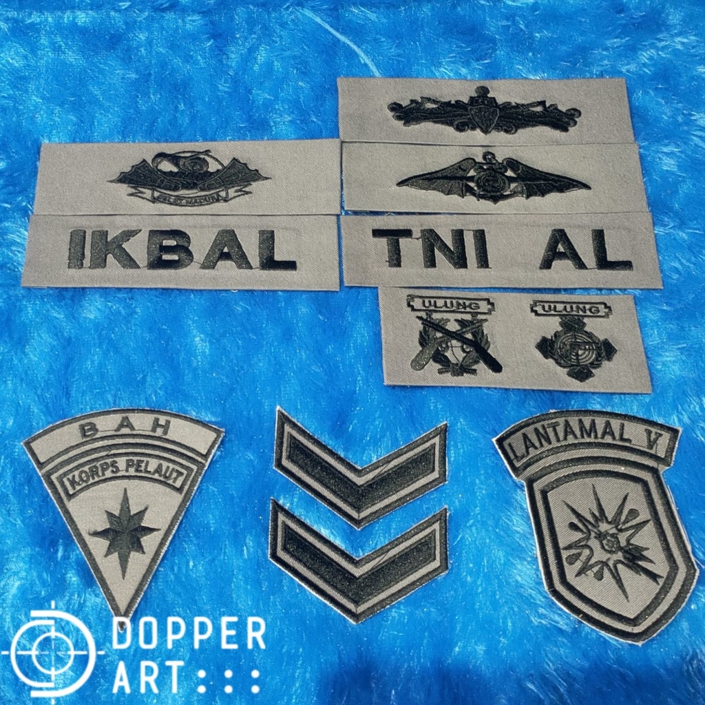Jual FULL 1 SET LENGKAP Atribut PDL Layar TNI AL/Brivet Abu TNI AL/Atribut Bordir Abu Gelap TNI ...