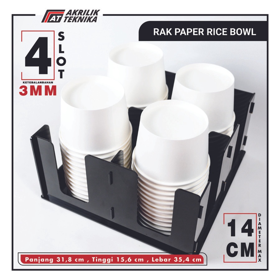 Jual Rak Paper Rice Bowl Akrilik - 4 Slot | Shopee Indonesia