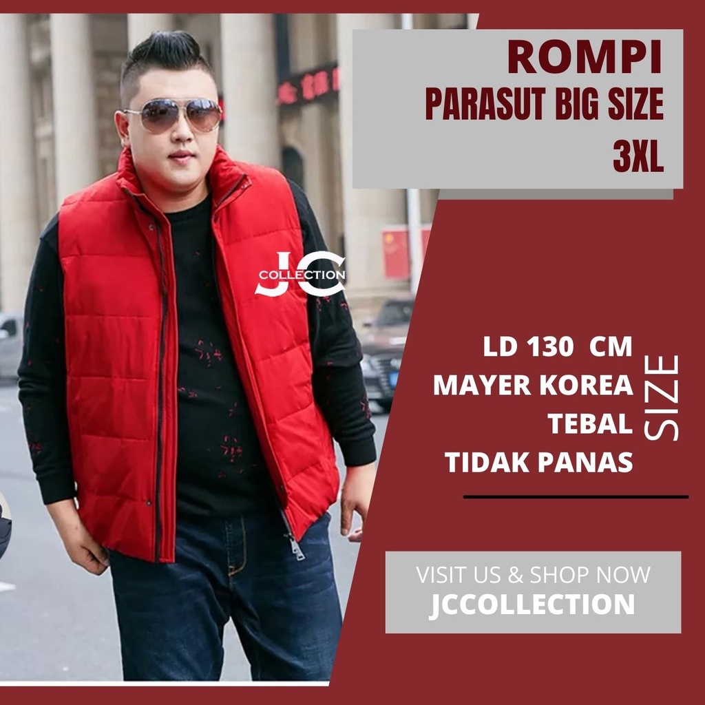 Jual Rompi Parasut Pria Big Size 3XL LD 130 cm / Rompi Motor Pria Jumbo ...