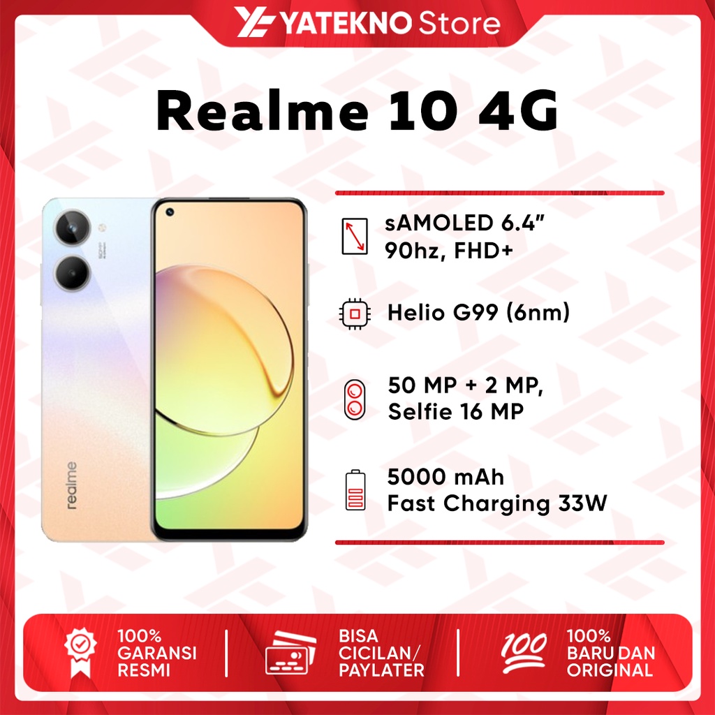 Jual (ORIGINAL) Realme 10 4G 4/128GB + 8/128GB + 8/256GB GARANSI RESMI ...