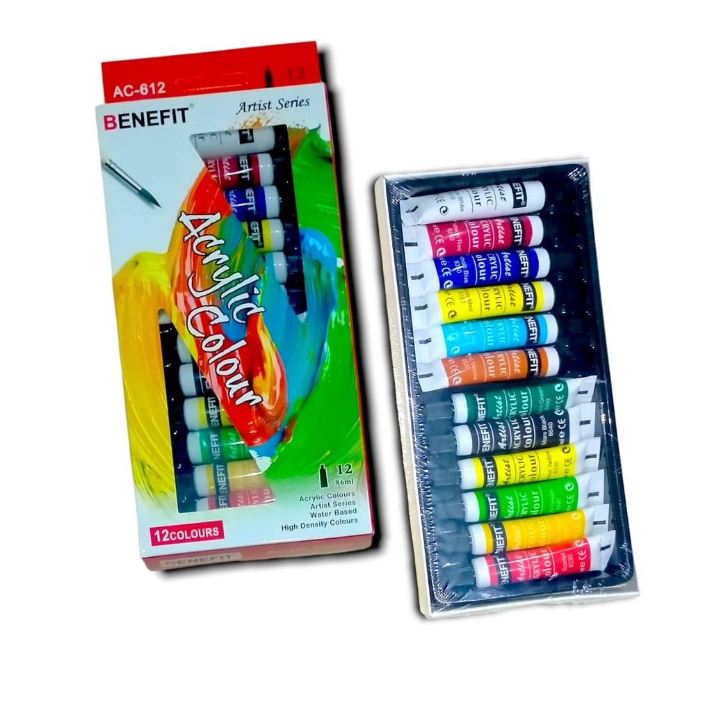 Jual CAT KANVAS ACRYLIC COLOURS 12 WARNA 6ML BAZIC CAT AKRILIK 12 WARNA ...