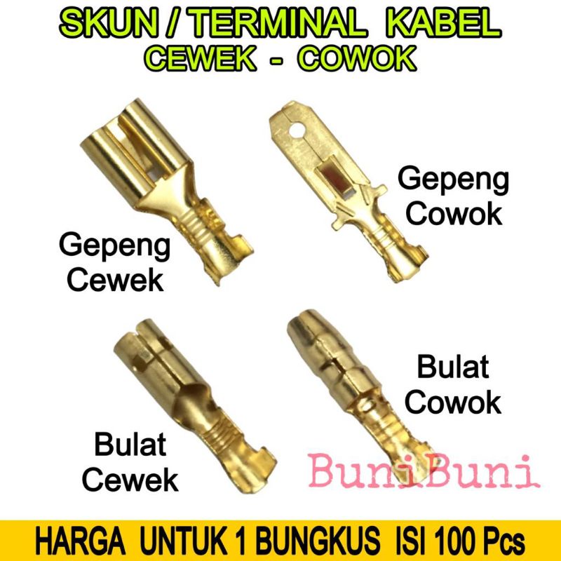 Jual SKUN Terminal Kabel GEPENG & BULAT Tipe CEWEK FEMALE & COWOK MALE ...