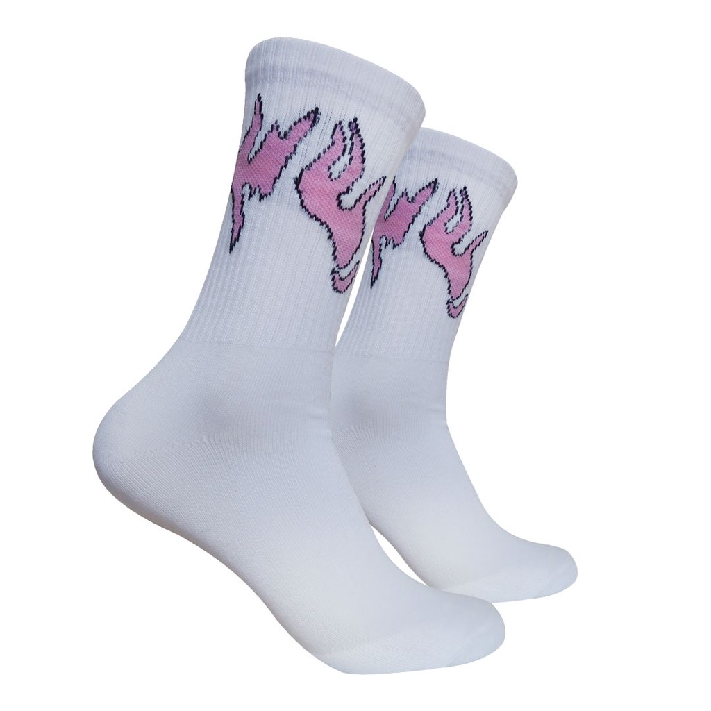 Jual Kaos Kaki Motif Api Pink Dasar Putih ( C84 ) | Shopee Indonesia