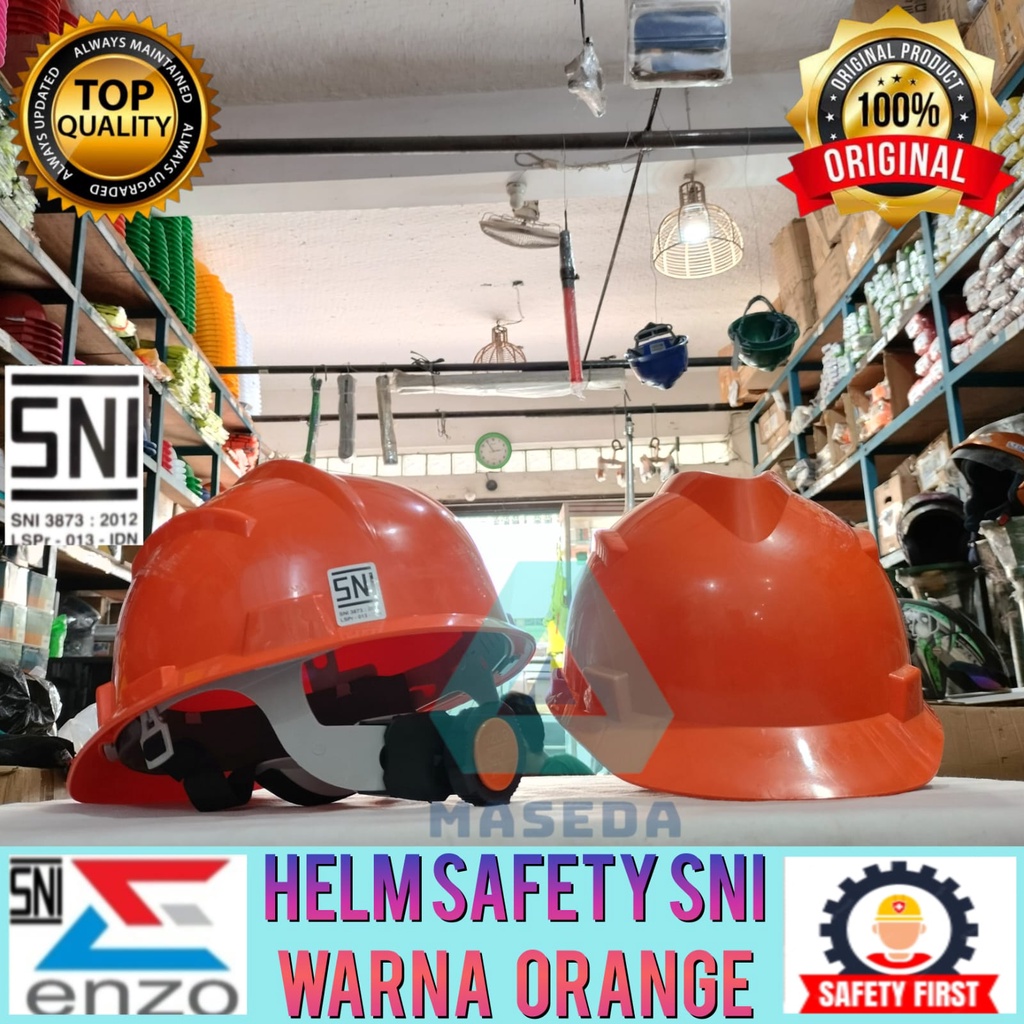 Jual ENZO Safety Helmet - Helm Proyek - Orange, SNI | Shopee Indonesia