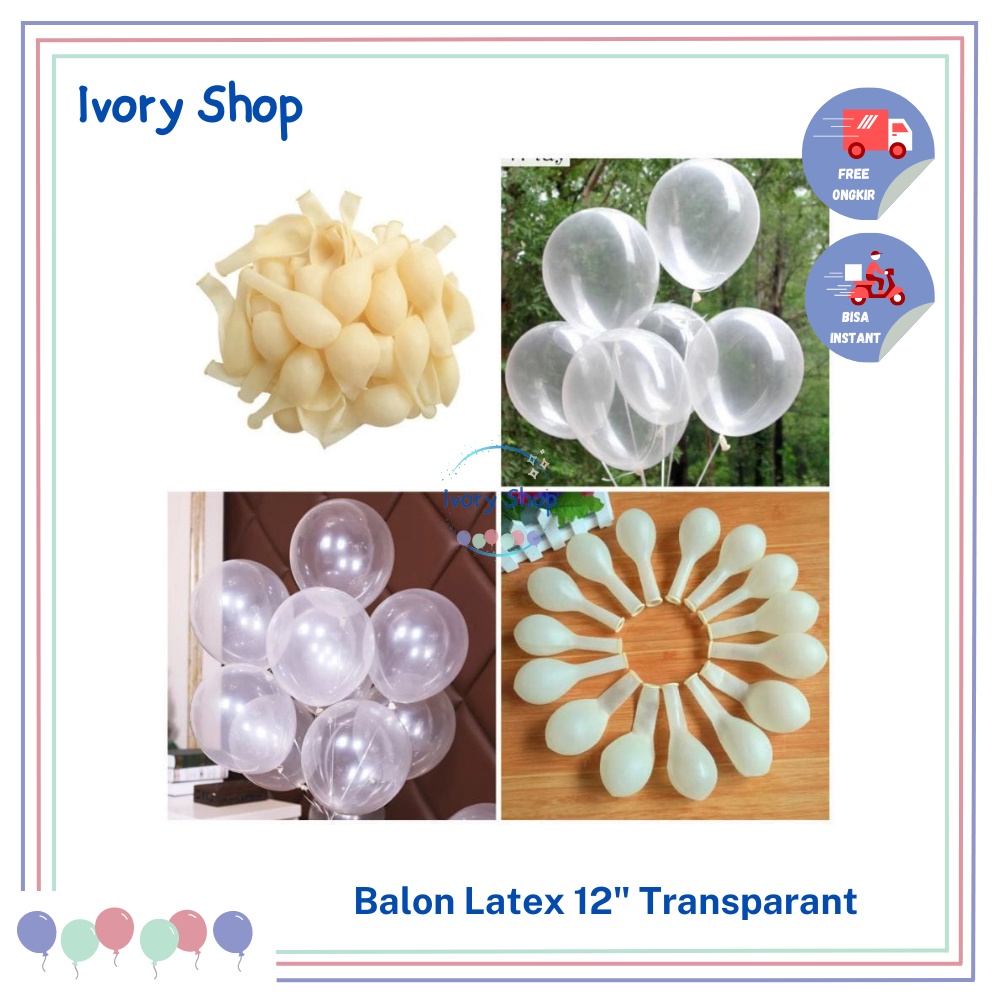 Jual Balon latex 12 inch transparant 12" bening clear balloon ...