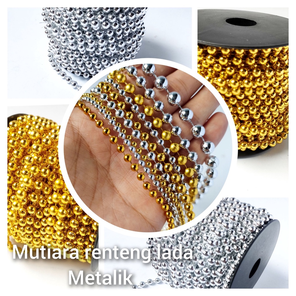 Jual mutiara rantai mutiara renteng lada Mote manik manik ukuran 4mm ...
