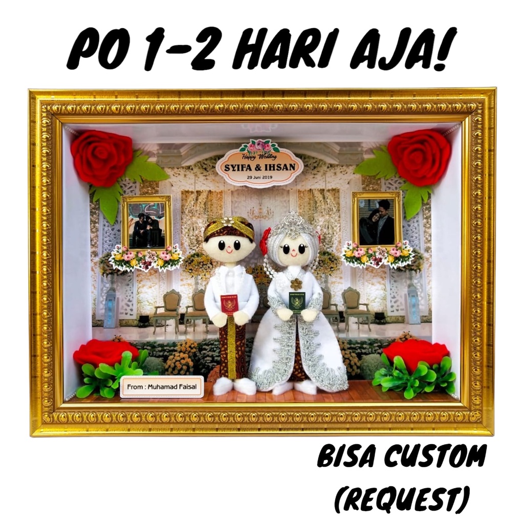 Jual Bingkai Seserahan Bonekaflanelku Pengantin Adat Sunda Frame 3D ...