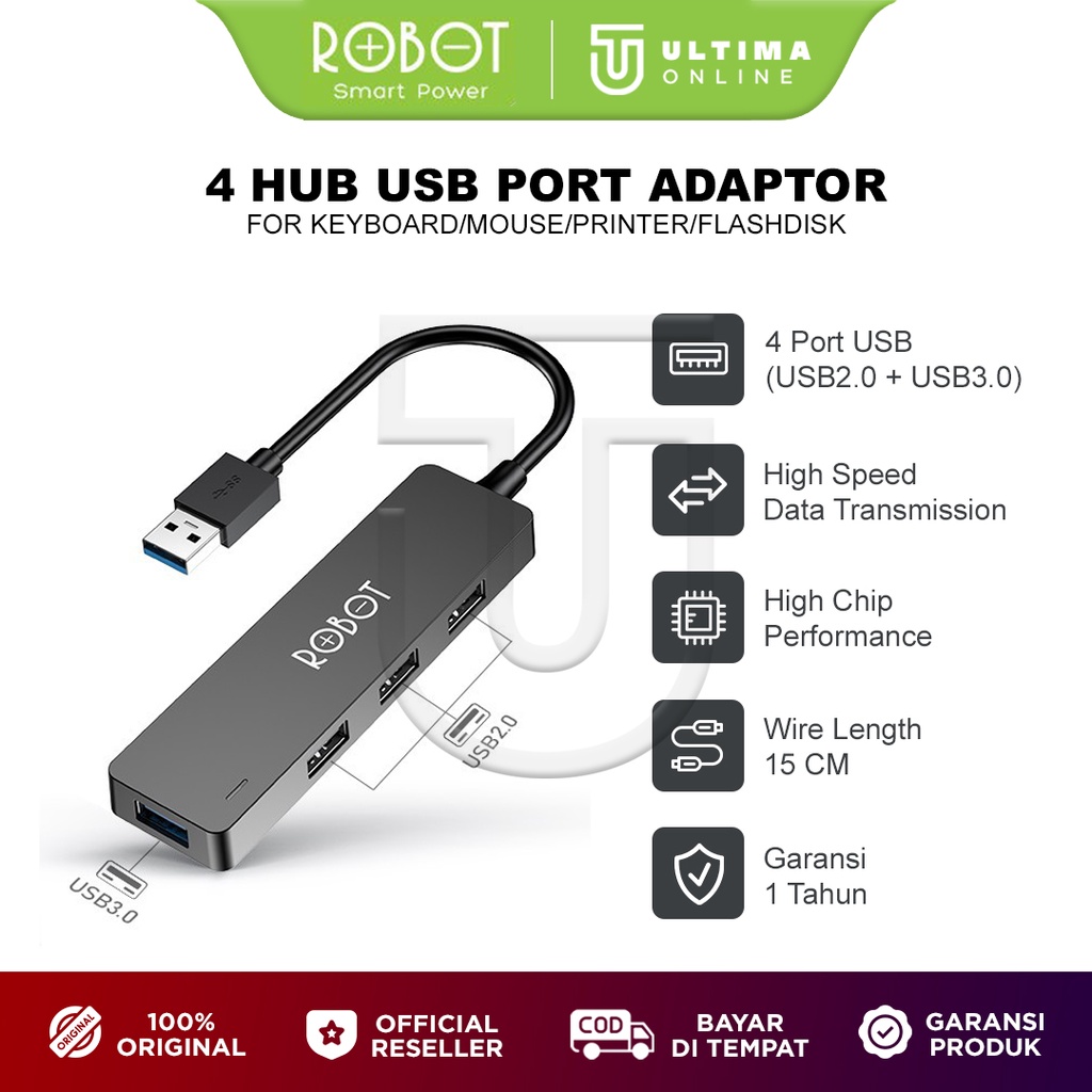 Jual ROBOT 4 Port Hub Extension H160 High Speed USB 3.0+USB 2.0 Adapter ...