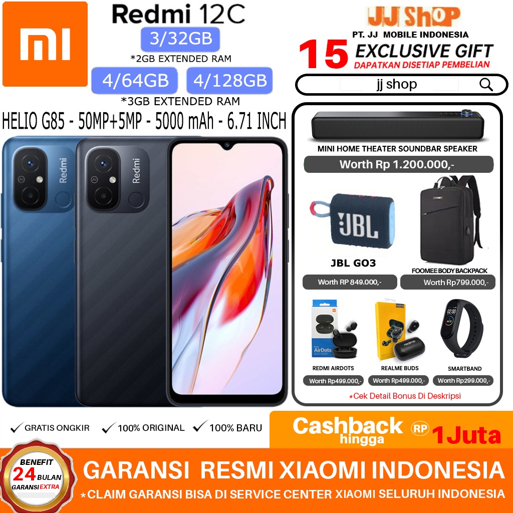 Jual XIAOMI REDMI 12C 4/128 4/64 3/32 GB RAM/ROM 4GB+128GB - 4GB+64GB ...