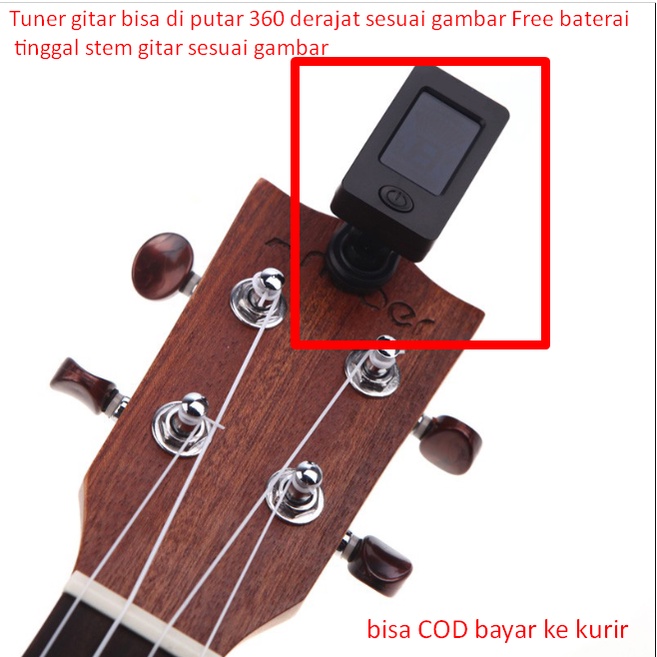 Jual Tuner gitar bisa di putar 360 derajat sesuai gambar Free baterai ...