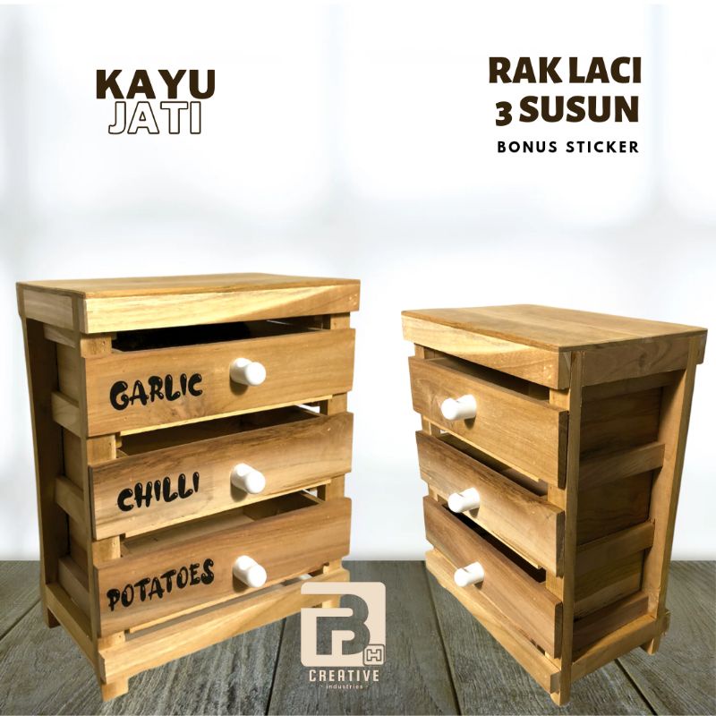 Jual Rak Bawang Model Laci 3 Susun Rak Laci 3 Tingkat Serbaguna Kayu ...