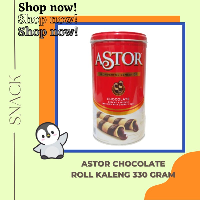 Jual Astor Double Cokelat Wafer Stik Roll Kaleng 330gr / 330 gr ...