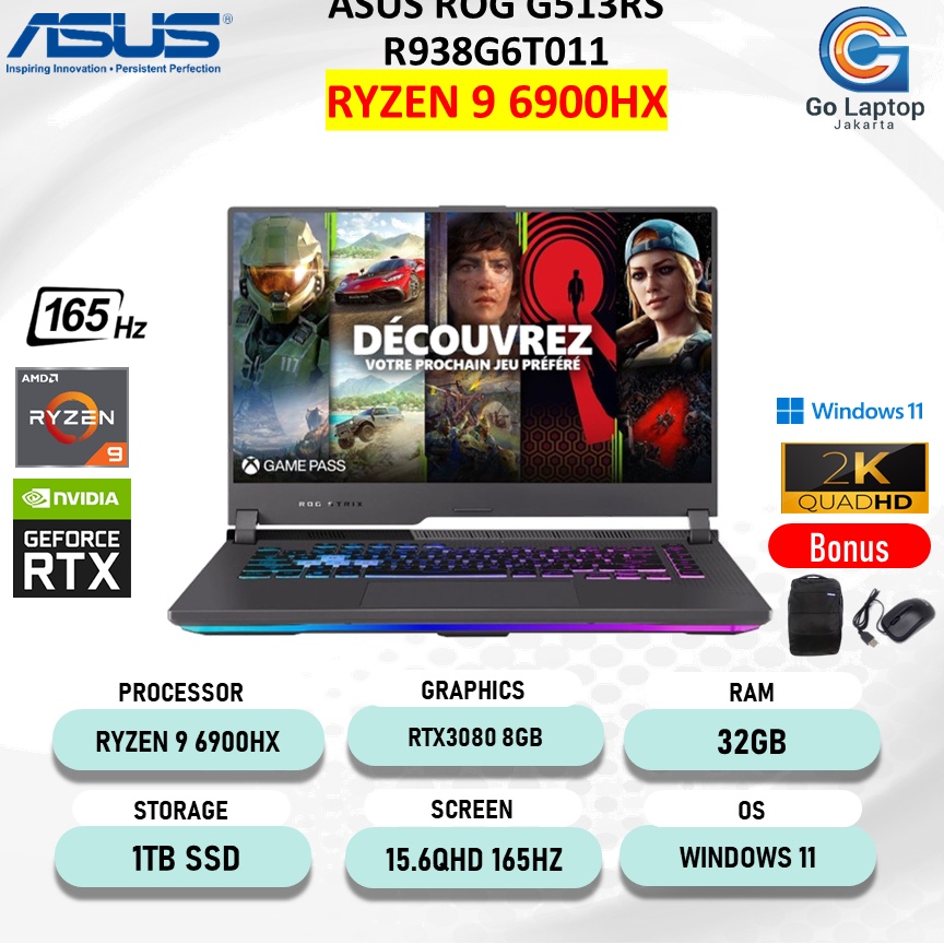 Jual ASUS ROG STRIX G15 G513RS RTX3080 Ryzen 9 6900HX 32GB 1TBssd OHS ...