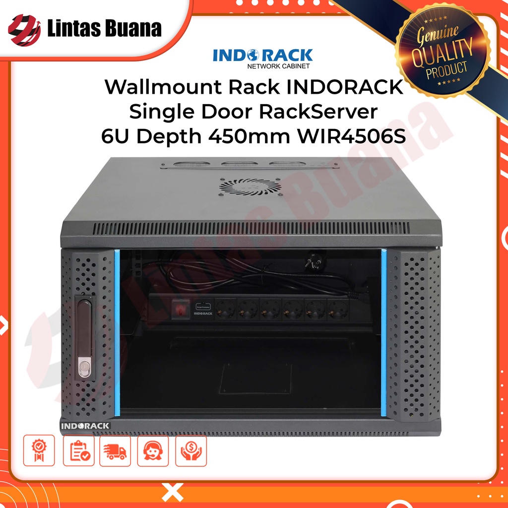 Jual Wallmount Rack INDORACK Single Door RackServer 6U Depth 450mm ...