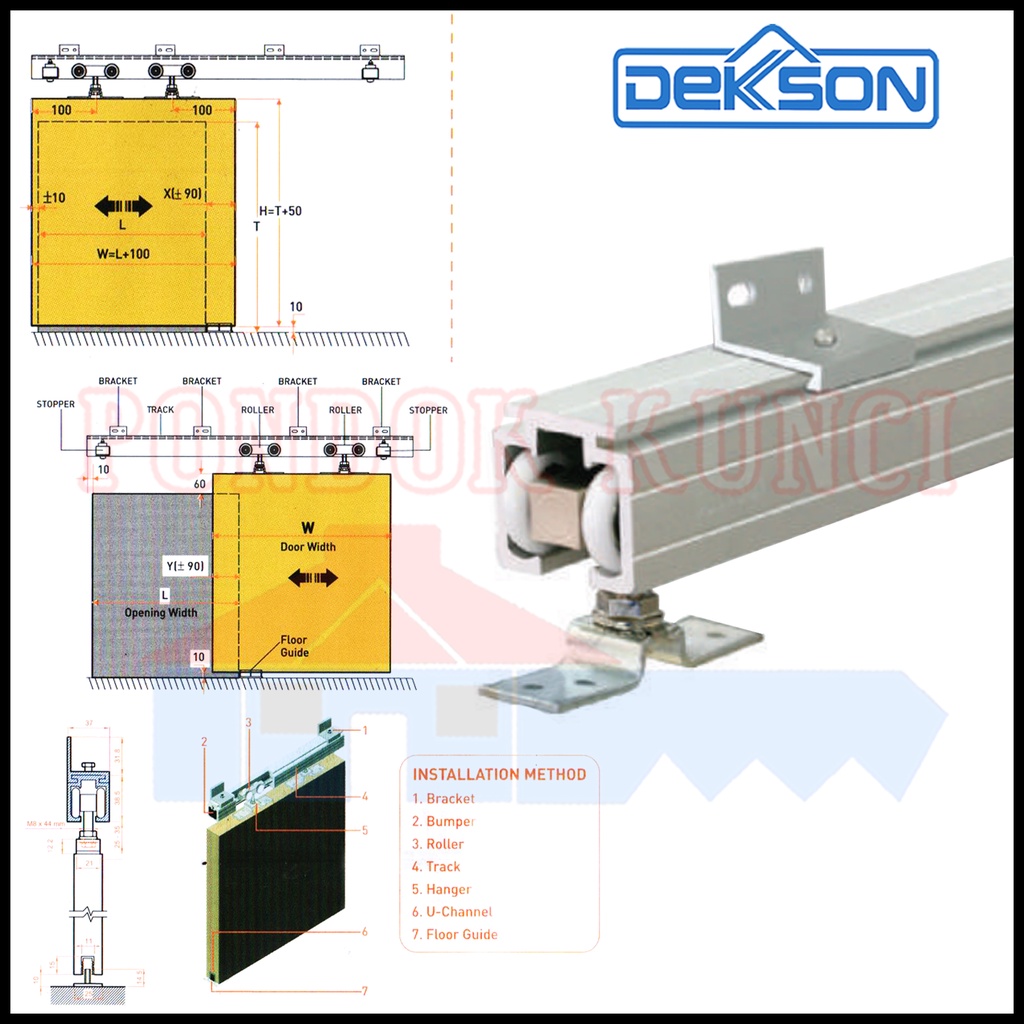 Jual Rel Sleding Pintu Aluminium Dekkson 8901 D6 3 Meter Rail Sliding Pintu Geser Dekson ...