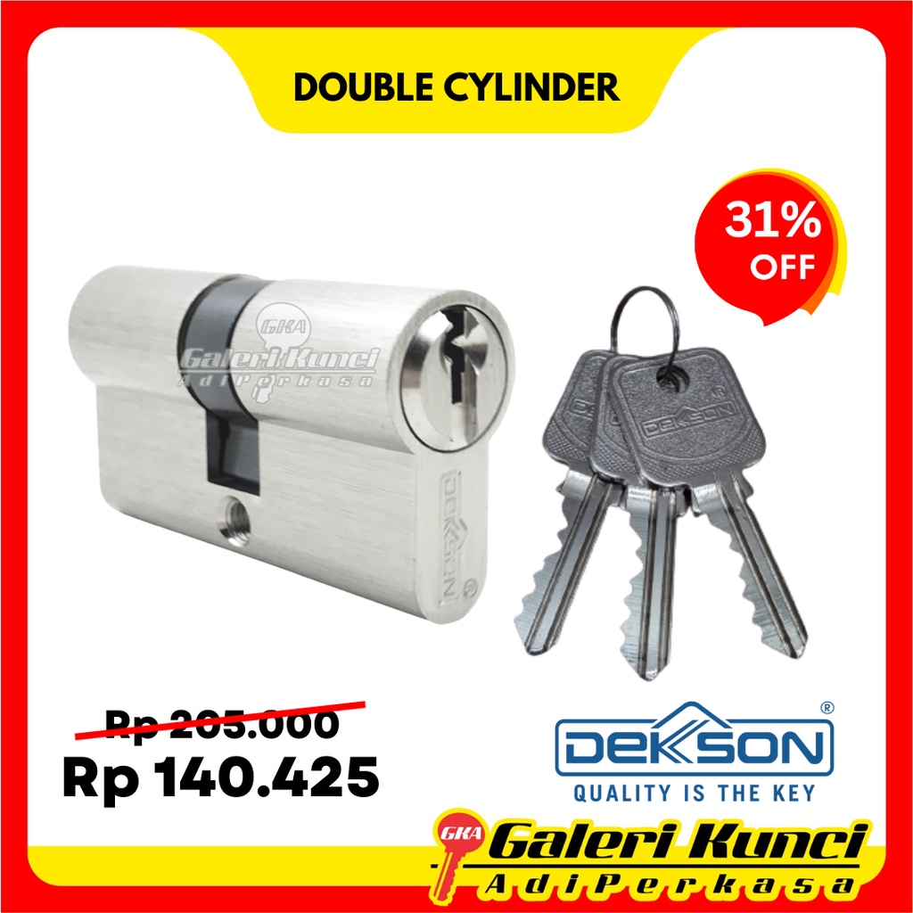 Jual Double Cylinder Dekson Dekkson CYL DC DL 65MM 6 PIN SN Silinder ...