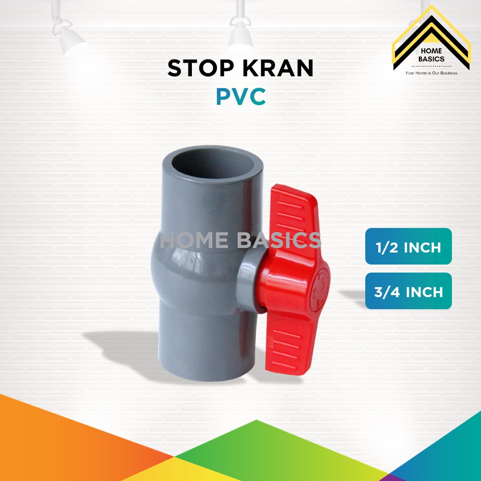 Jual Stop Kran Plastik / Ball Valve PVC - 1/2 Inch - 3/4 Inch | Shopee Indonesia