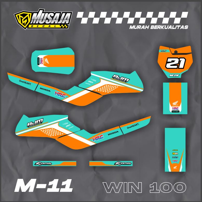 Jual Decal stiker Honda WIN 100 body custom hijau oren full body ...