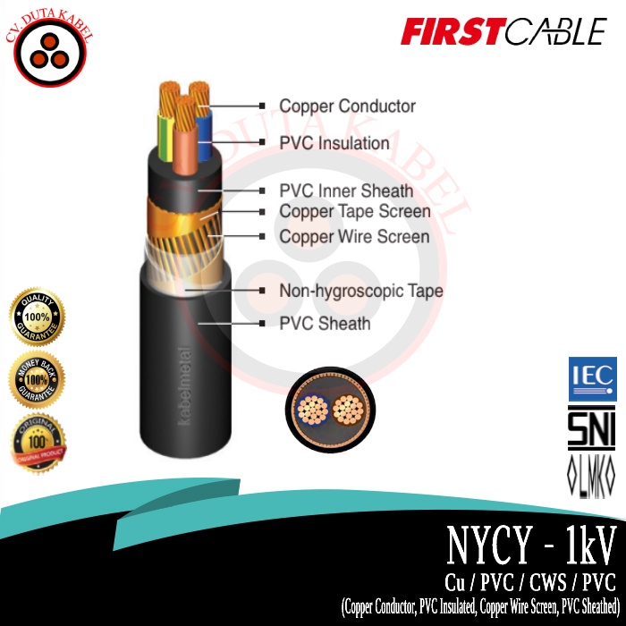Jual Kabel NYCY 3x4 mm2 1kV MERK FIRST CABLE /3x4mm2/3 x 4 mm2/3x4 mm2 ...