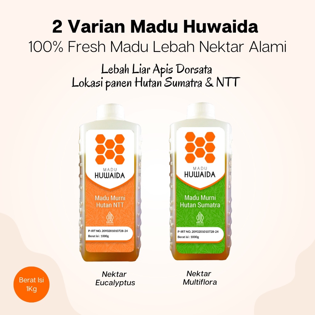 Jual Madu Hutan Huwaida MURNI RAW HONEY Lebah Liar Sumatra & NTT 1Kg ...