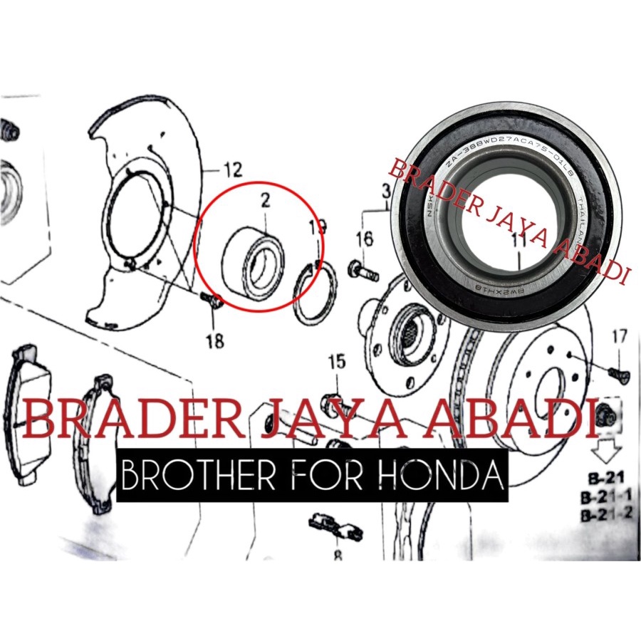 Jual LAHAR RODA DEPAN BEARING WHEEL HUB ABS JAZZ GE8 GK5 CITY GM2 GM6 ...