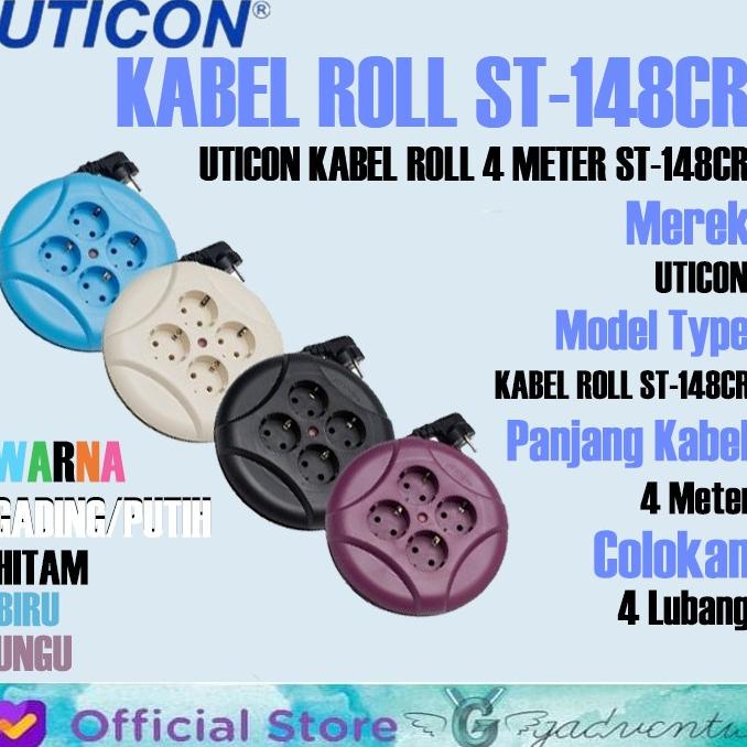 Jual UTICON ST-148CR KABEL ROLL UFO 4 LUBANG COLOKAN LISTRIK ROL 4 ...