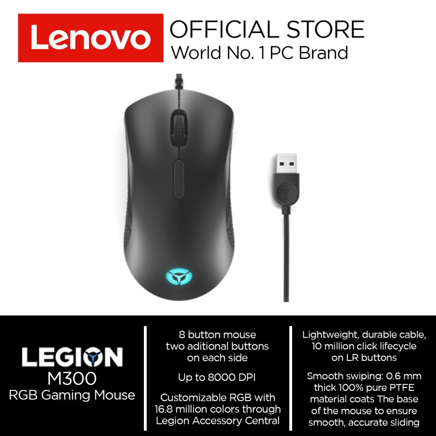 Jual Lenovo Legion M300 RGB Gaming Mouse | Shopee Indonesia