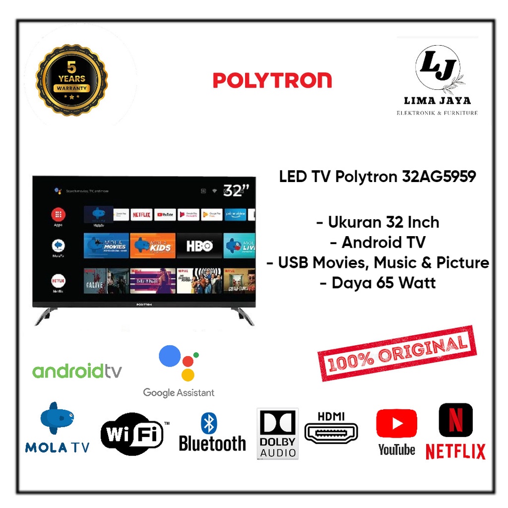 Jual POLYTRON LED TV 32RG9059/32AG5759 ANDROID TV LED Polytron 32 Inch | Shopee Indonesia