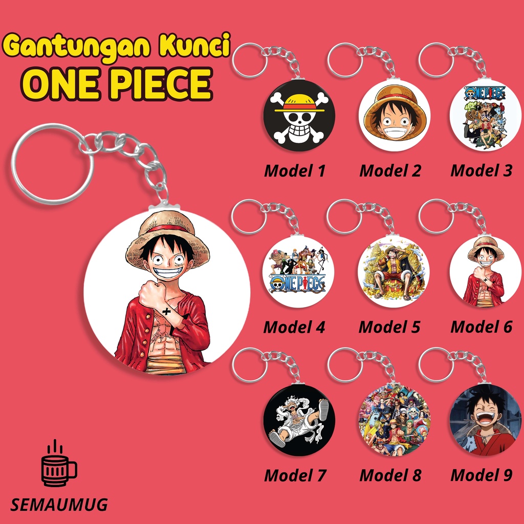 Jual GANTUNGAN KUNCI ONE PIECE LUFFY KADO GANCI BULAT ANIME LUCU PRINT ...