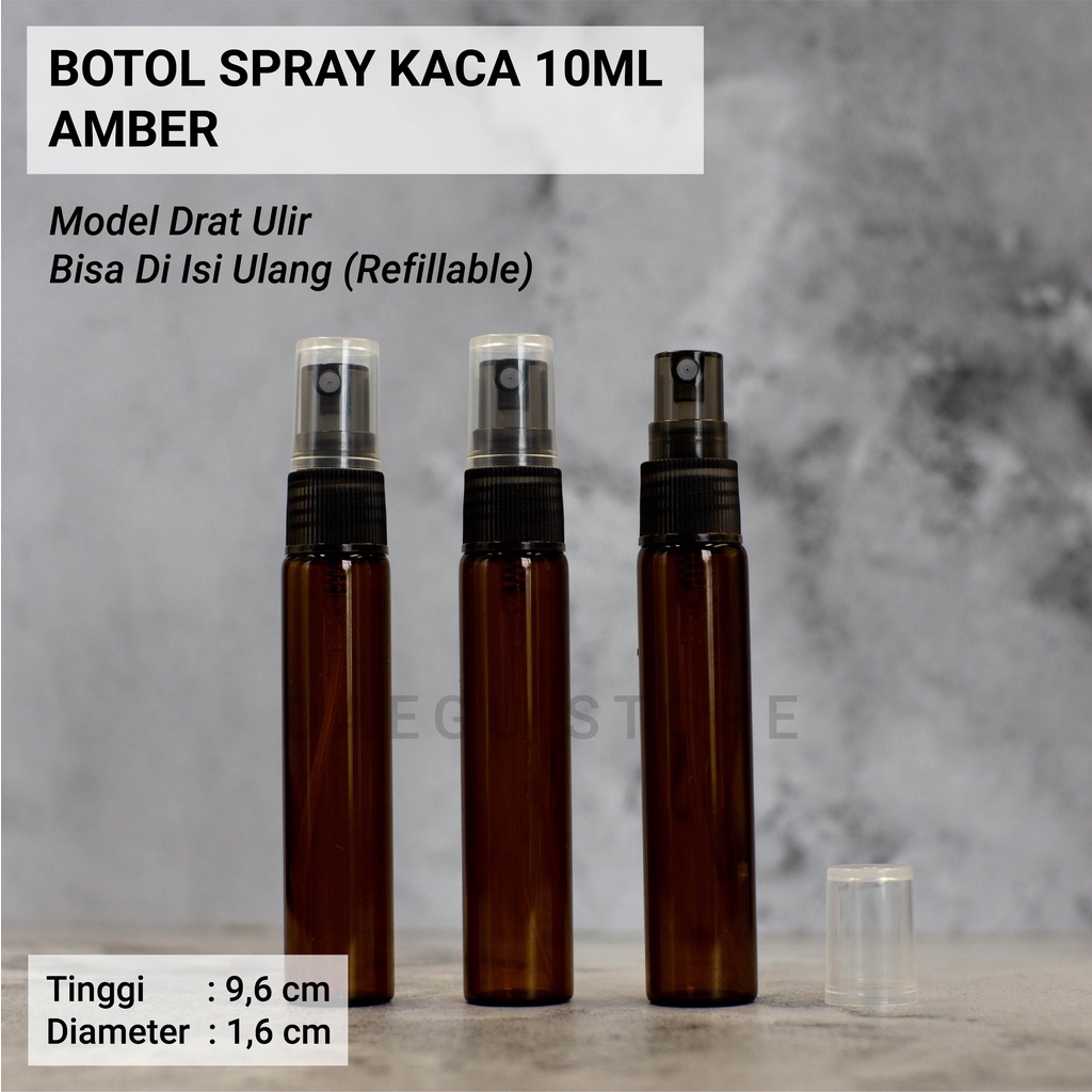 Jual Botol Spray 10ml Kaca Amber Coklat model Lebar - Parfum Refill Vial | Shopee Indonesia